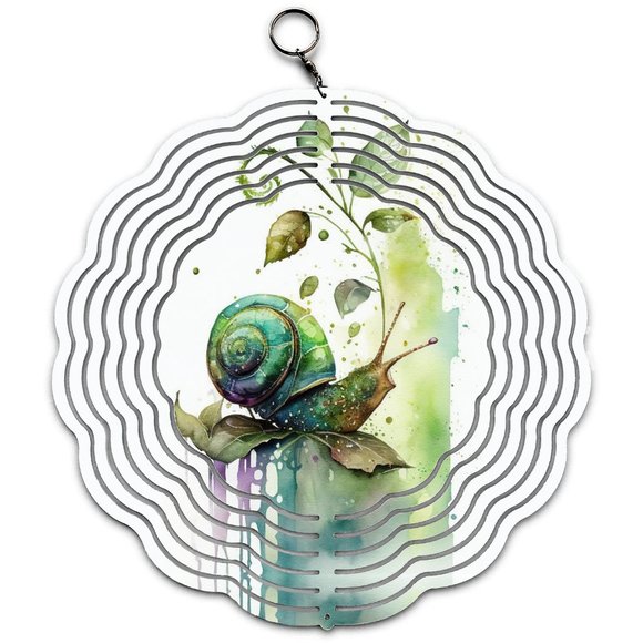 Design | Simple Blue Green Leaf Snail Artwork Design Wind Spinner ...